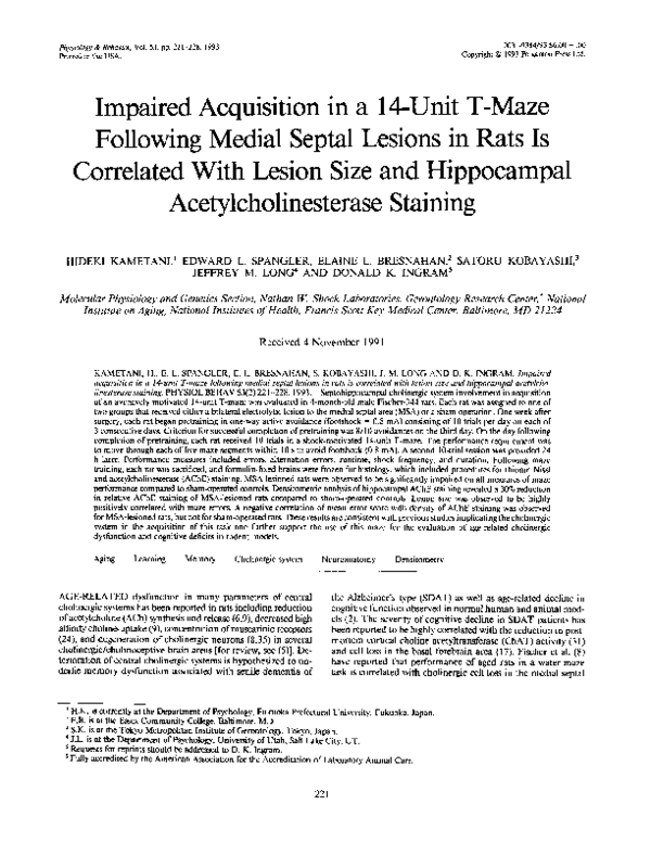 (PDF) Impaired acquisition in a 14-unit T-maze following medial septal ...
