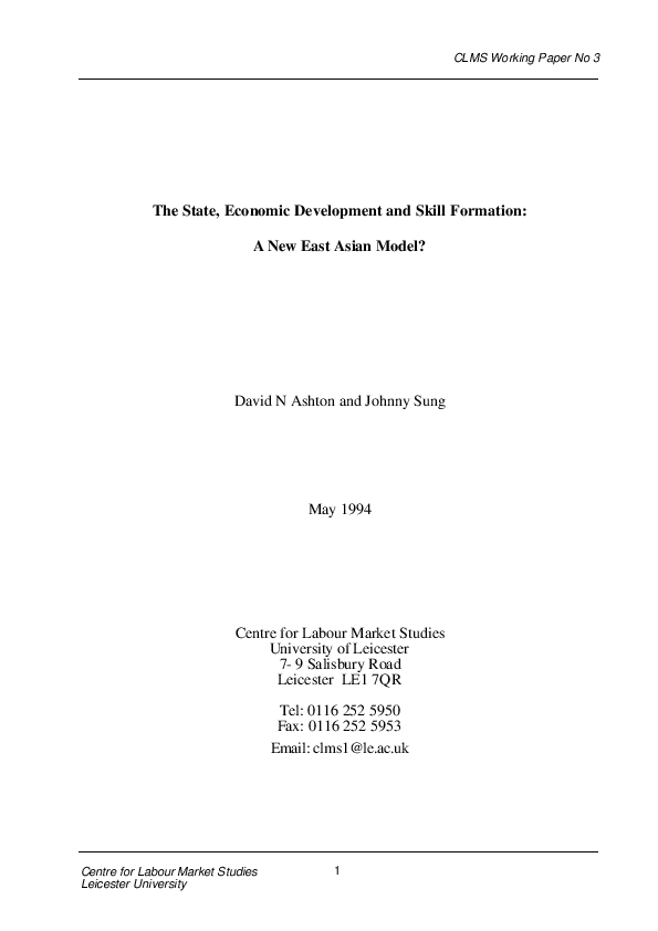 (PDF) The state, economic development and skill formation: a new East ...