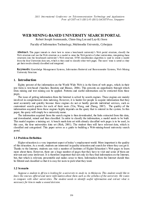 Pdf Web Mining Based University Search Portal