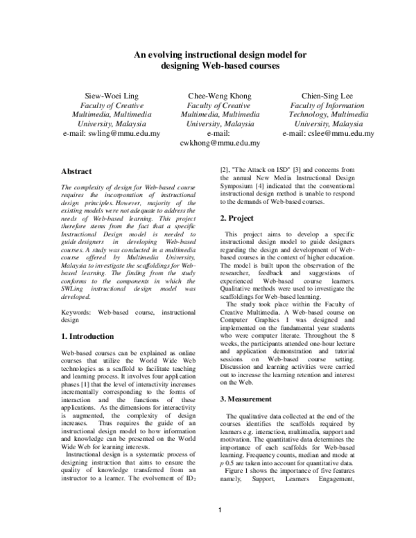 (PDF) An evolving instructional design model for designing Web-based courses