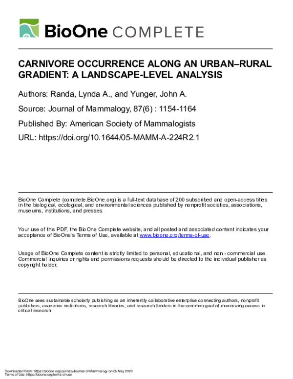 (PDF) Carnivore Occurrence Along an Urban–Rural Gradient: A Landscape ...