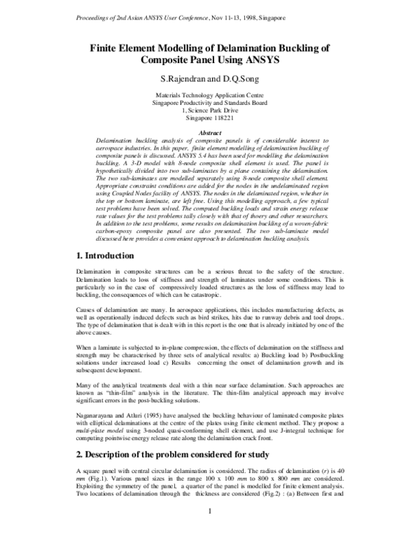 (PDF) Finite element modelling of delamination buckling of composite panel using Ansys