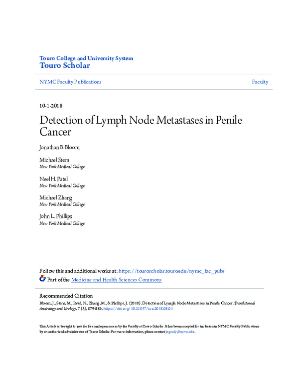 Pdf Detection Of Lymph Node Metastases In Penile Cancer 7431
