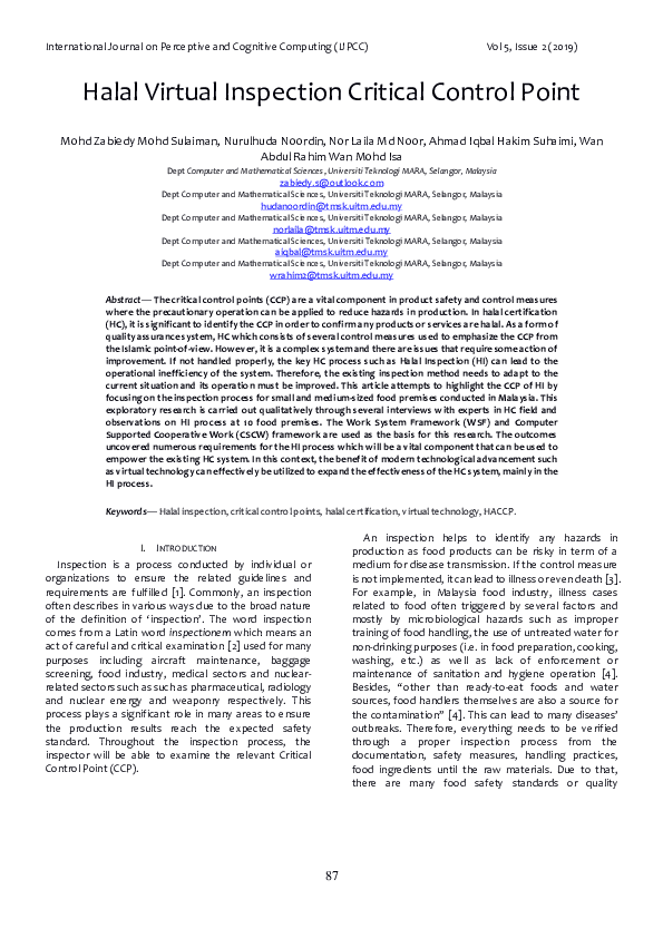 (PDF) Halal Virtual Inspection Critical Control Point