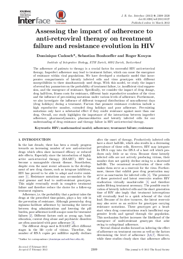 (PDF) Assessing the impact of adherence to anti-retroviral therapy on ...