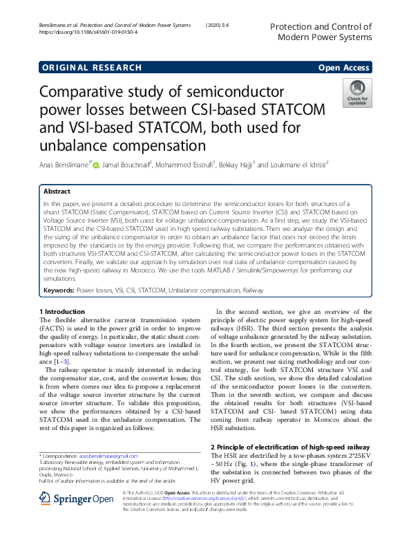 (PDF) Comparative study of semiconductor power losses between CSI-based STATCOM and VSI-based ...