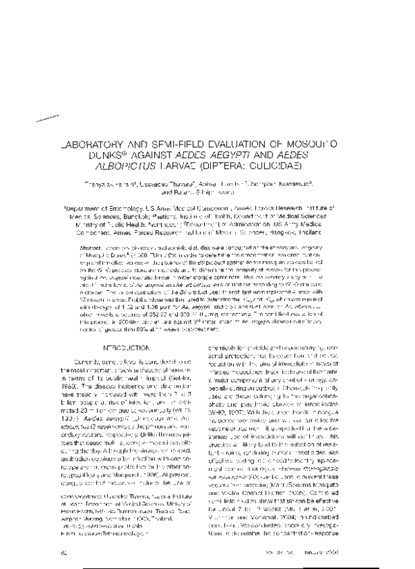 (PDF) Laboratory and semi-field evaluation of Mosquito Dunks against Aedes aegypti and Aedes ...