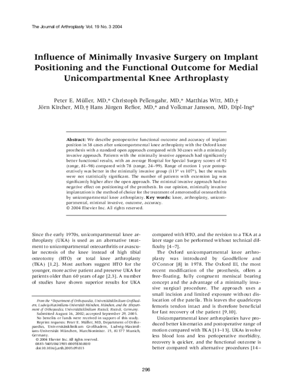 (PDF) Influence of minimally invasive surgery on implant positioning and the functional outcome ...