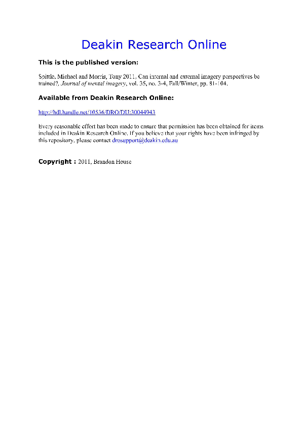 (PDF) Can internal and external imagery perspectives be trained?