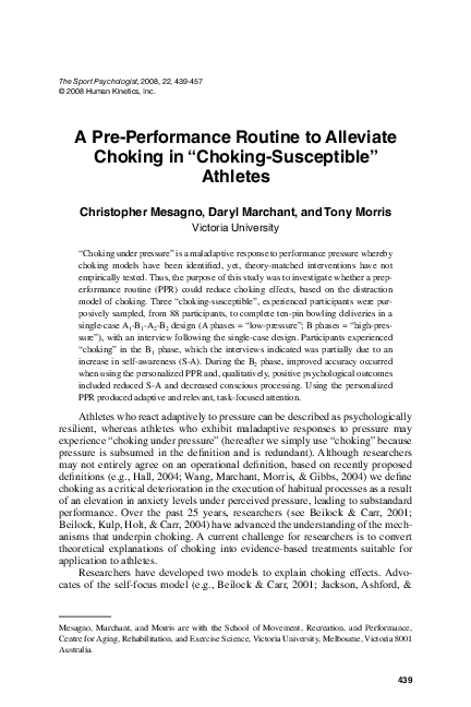 (PDF) A Pre-Performance Routine to Alleviate Choking in “Choking ...