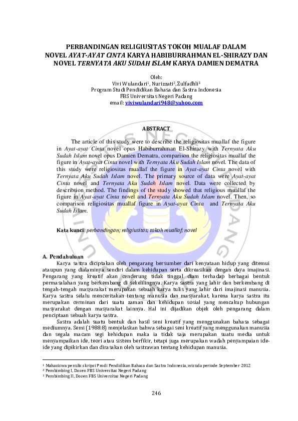(PDF) Analisis Nilai-Nilai Religius Pada Novel Bumi Cinta Karya ...