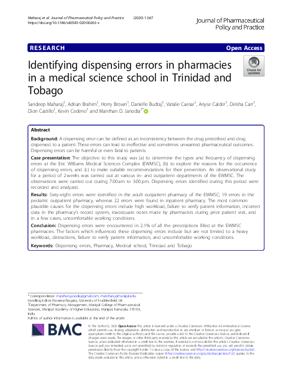 (PDF) Identifying dispensing errors in pharmacies in a medical science ...