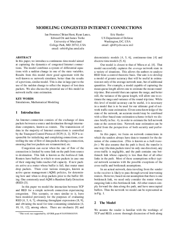 (PDF) Modeling Congested Internet Connections