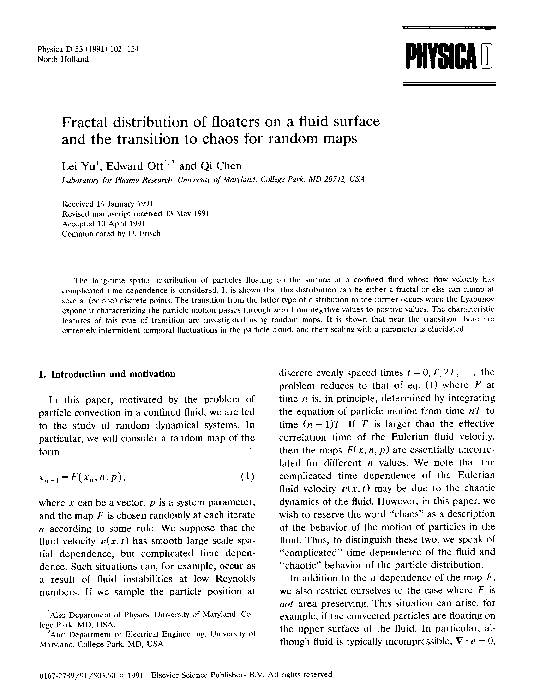 (PDF) Fractal distribution of floaters on a fluid surface and the ...