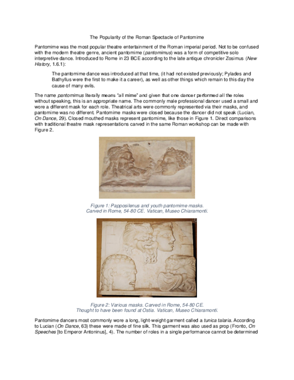 (PDF) The Popularity of the Roman Spectacle of Pantomime