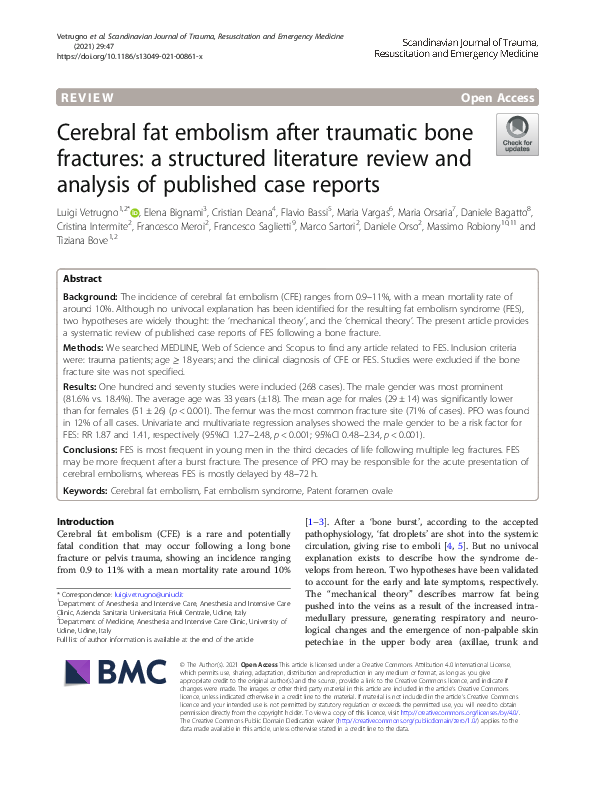 (PDF) Cerebral fat embolism after traumatic bone fractures: a ...