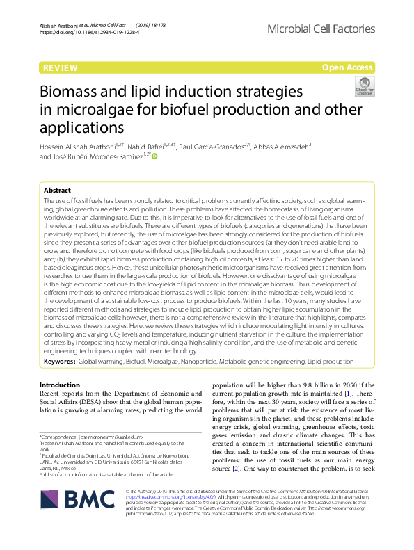 (PDF) Biomass and lipid induction strategies in microalgae for biofuel production and other ...