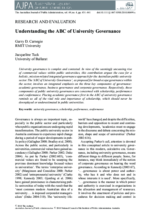 (PDF) Understanding the ABC of University Governance