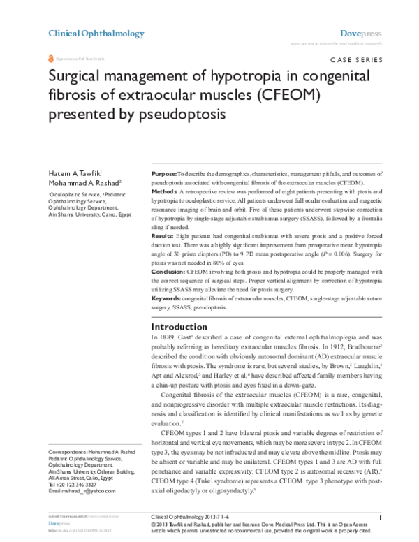(PDF) Surgical management of hypotropia in congenital fibrosis of ...