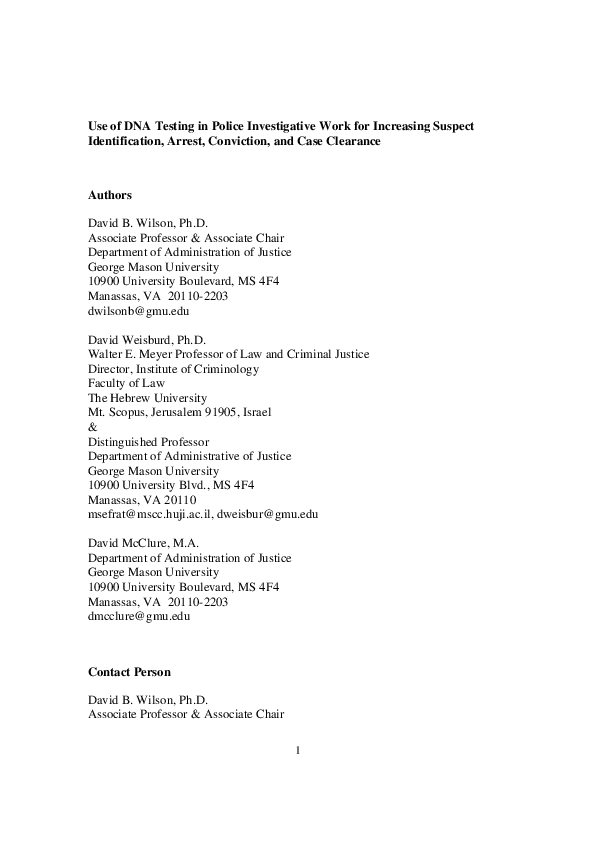 (PDF) PROTOCOL: Use of DNA Testing in Police Investigative Work for ...