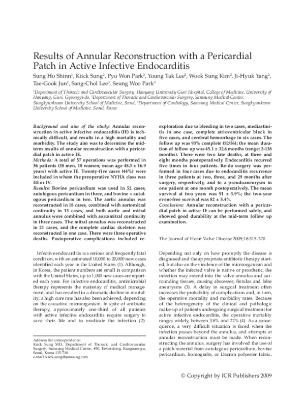(PDF) Results of annular reconstruction with a pericardial patch in ...
