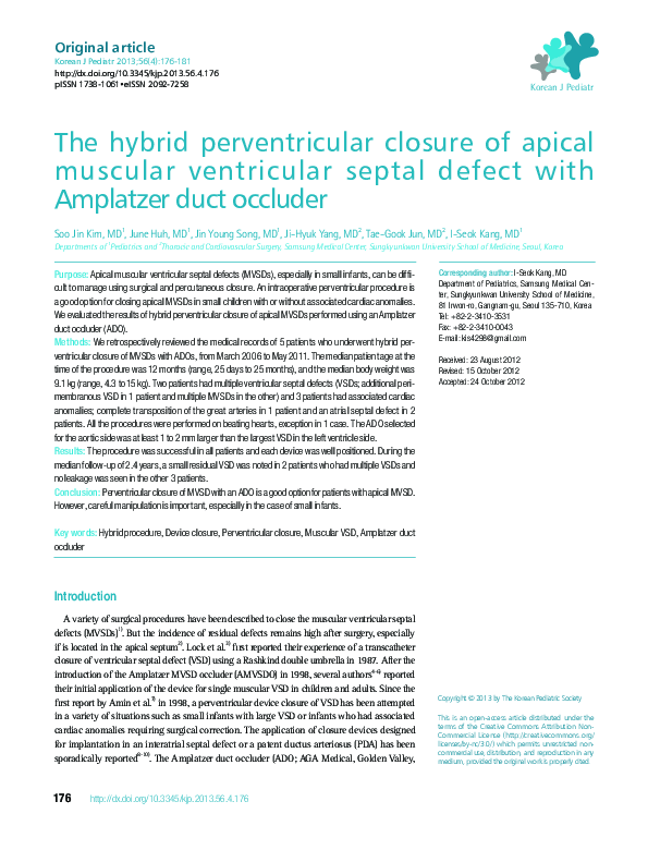 (PDF) The hybrid perventricular closure of apical muscular ventricular ...
