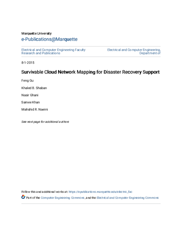 (PDF) Survivable Cloud Network Mapping for Disaster Recovery Support