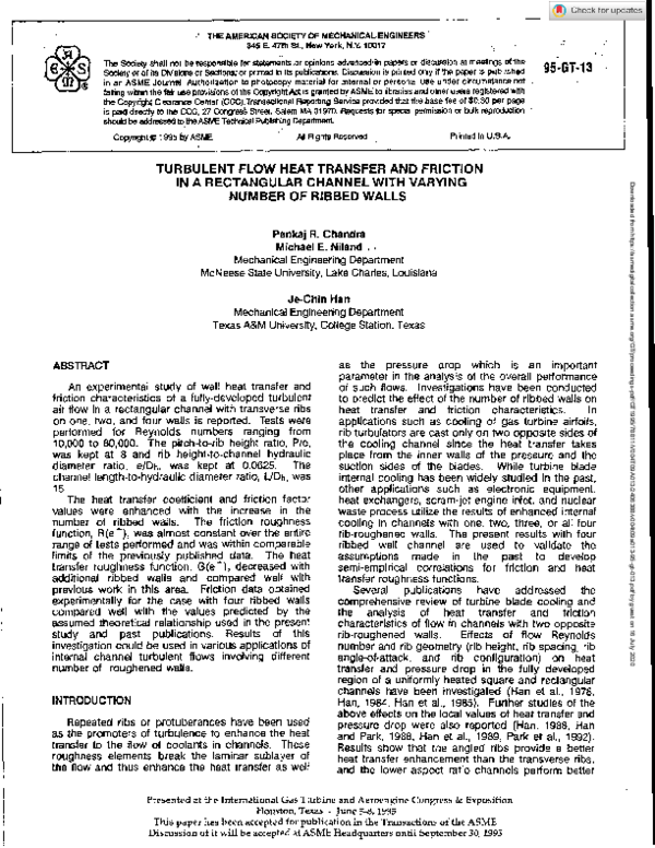 (PDF) Turbulent Flow Heat Transfer and Friction in a Rectangular Channel With Varying Number of ...