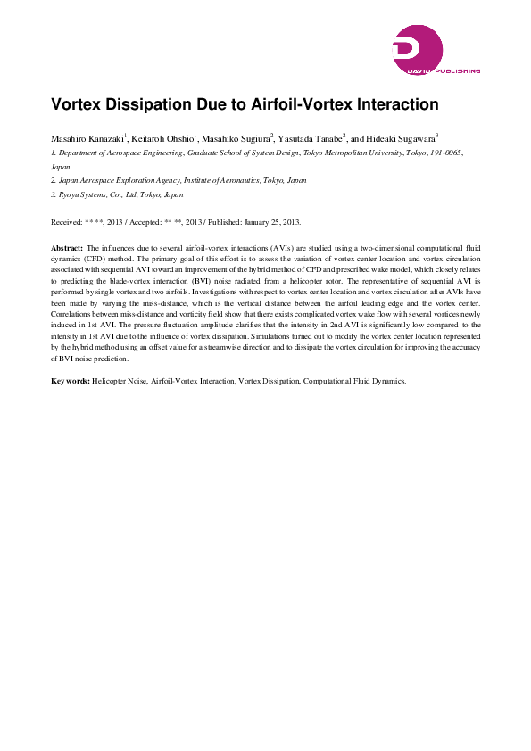 (PDF) Vortex Dissipation Due to Airfoil-Vortex Interaction