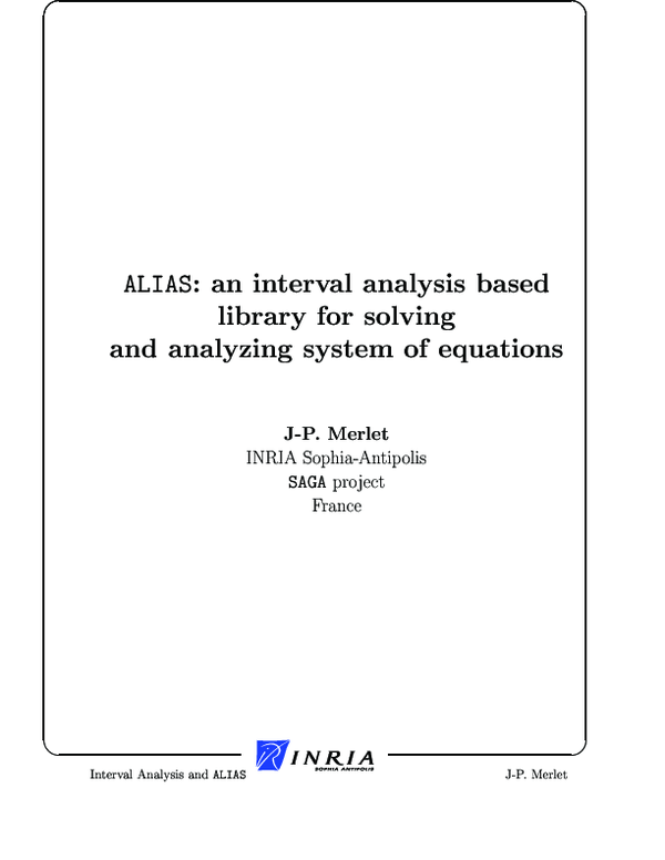 (PDF) ALIAS: an interval analysis based library for solving and analyzing system of equations