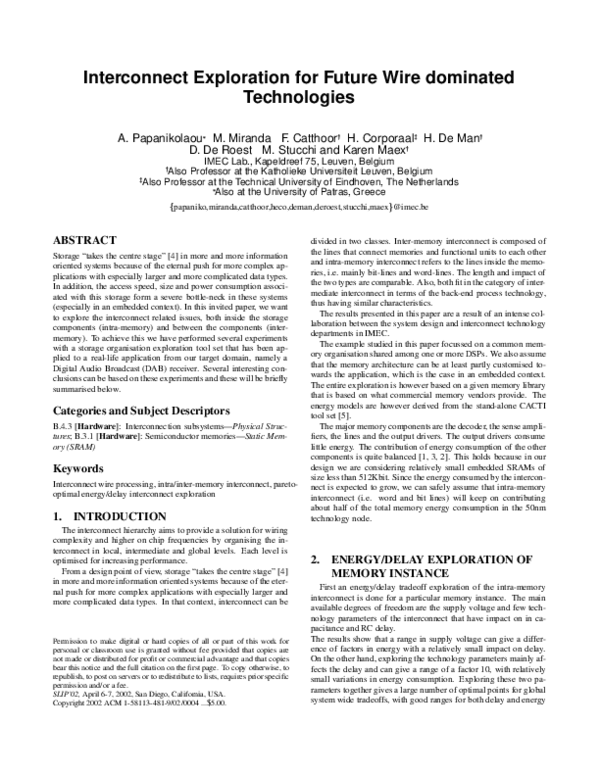 (PDF) Interconnect exploration for future wire dominated technologies