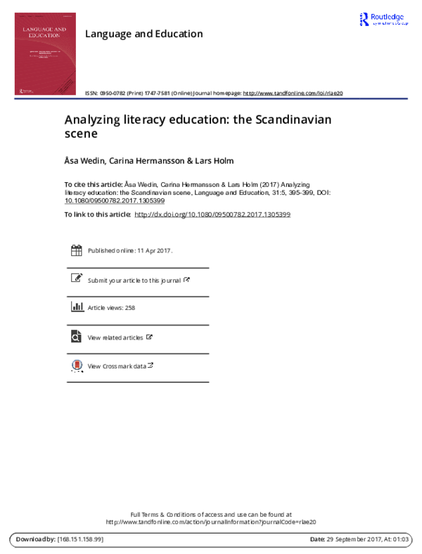 (PDF) Analyzing literacy education: the Scandinavian scene