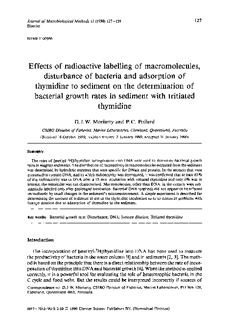 (PDF) Effects of radioactive labelling of macromolecules, disturbance ...