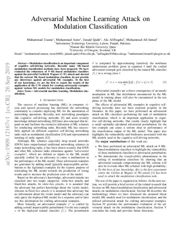 (PDF) Adversarial Machine Learning Attack on Modulation Classification