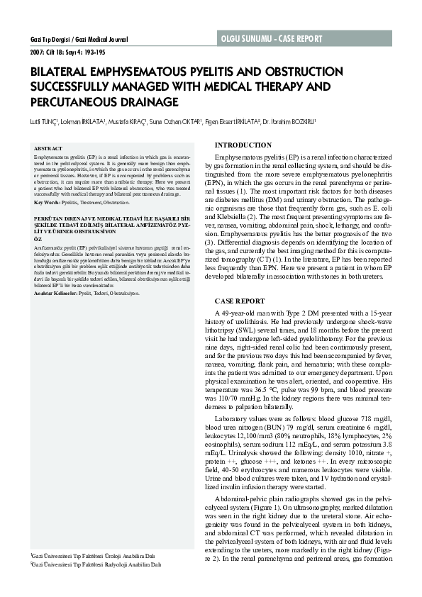 (PDF) Bilateral Emphysematous Pyelitis and Obstruction Successfully ...
