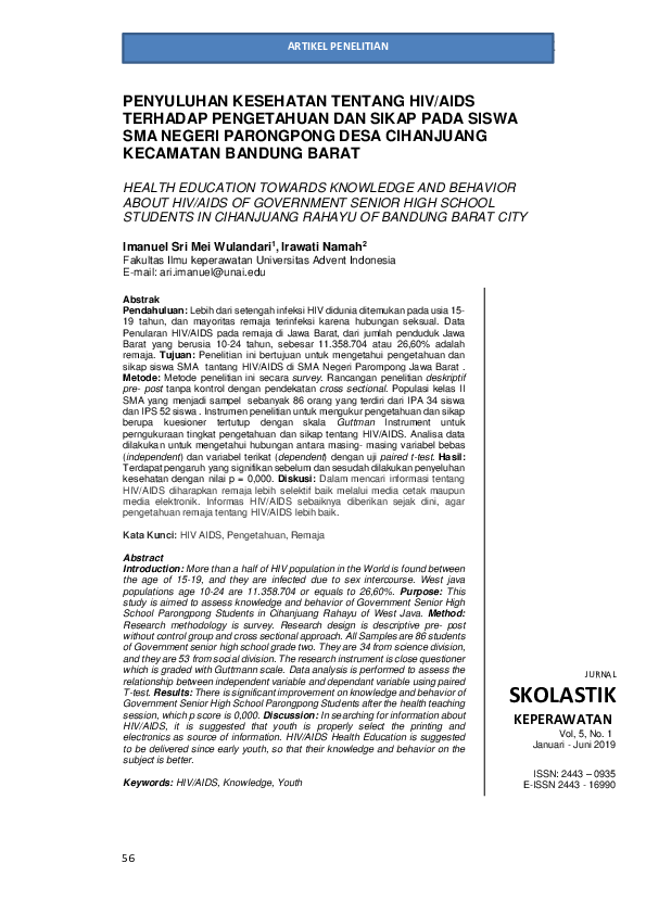 (PDF) Penyuluhan Kesehatan Tentang Hiv/Aids Terhadap Pengetahuan Dan ...