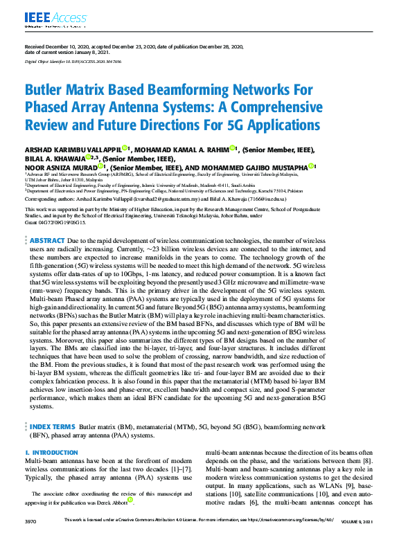 (PDF) Butler Matrix Based Beamforming Networks for Phased Array Antenna ...