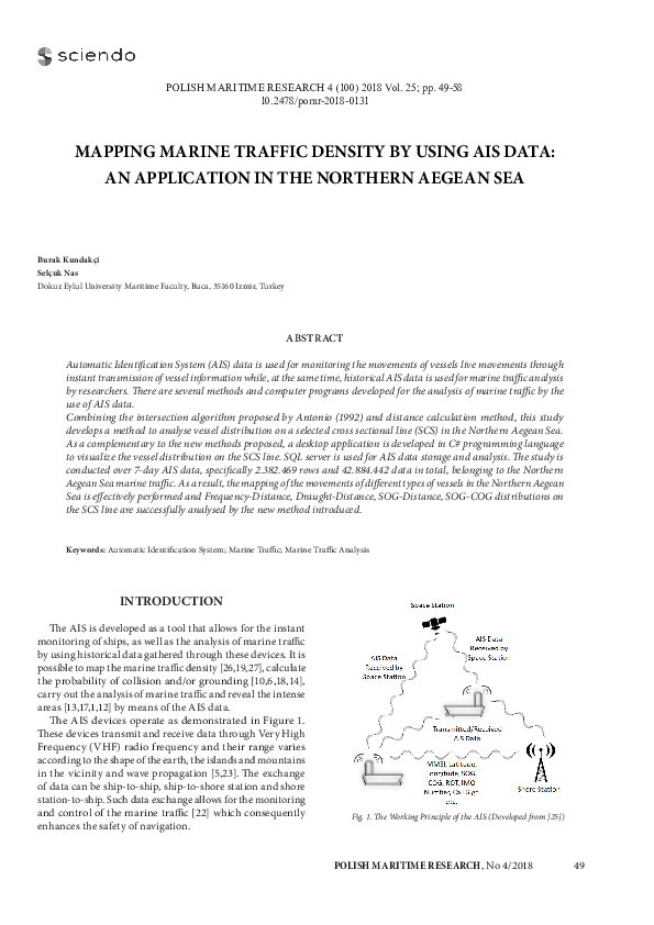 Pdf Mapping Marine Traffic Density By Using Ais Data An Application