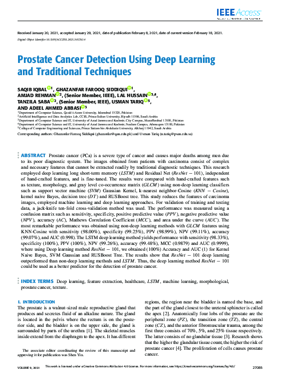 (PDF) Prostate Cancer Detection Using Deep Learning and Traditional Techniques