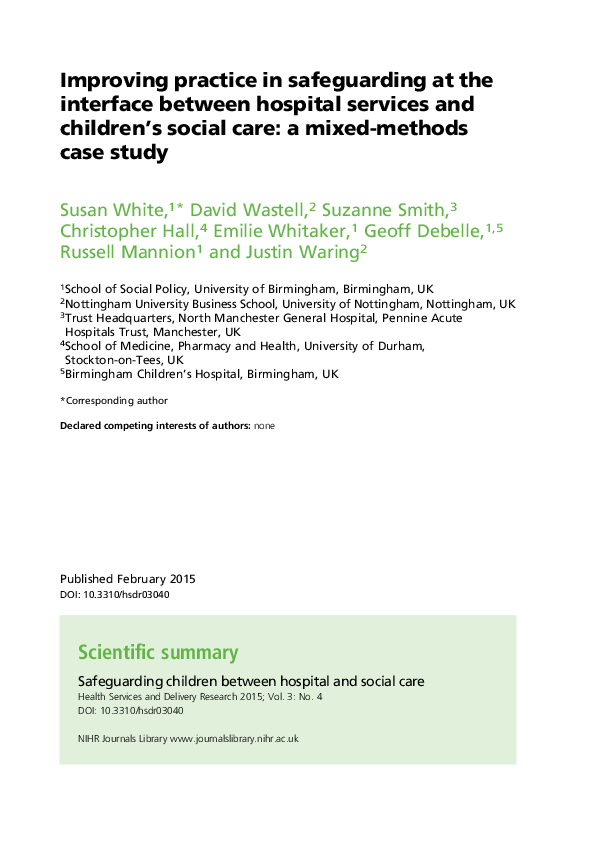 (PDF) Improving practice in safeguarding at the interface between ...