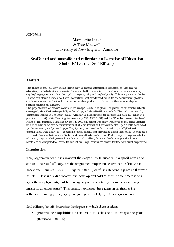 (PDF) Scaffolded and unscaffolded reflection on Bachelor of Education ...