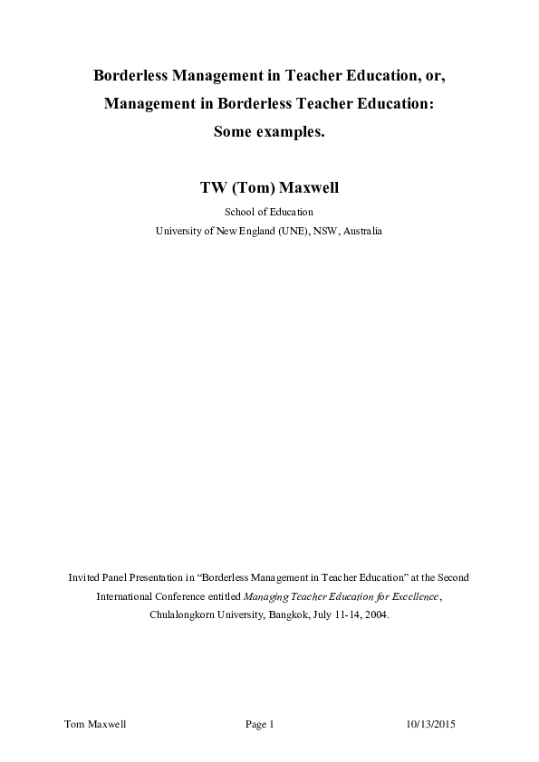 (PDF) Borderless management in teacher education, or, Management in borderless teacher education ...