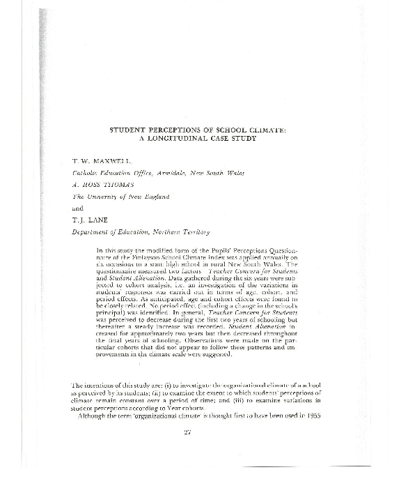 (PDF) Student perceptions of school climate: A longitudinal case study ...