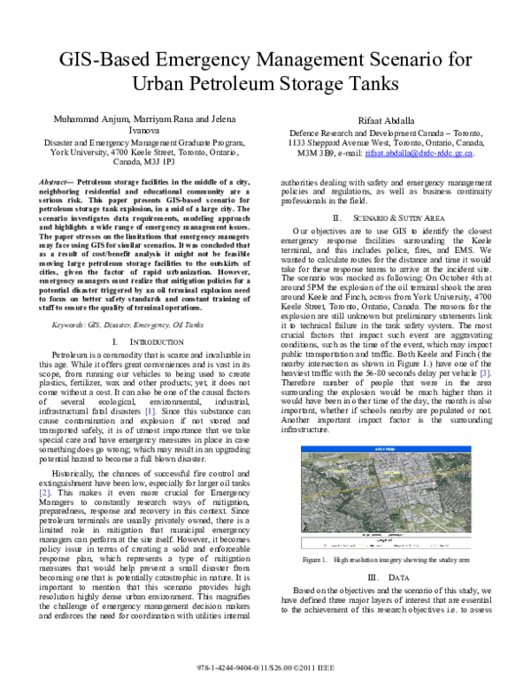 (PDF) GIS-Based Emergency Management Scenario for Urban Petroleum ...