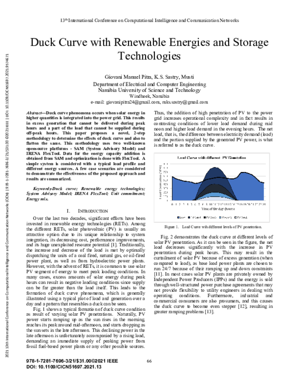 (PDF) Duck Curve with Renewable Energies and Storage Technologies
