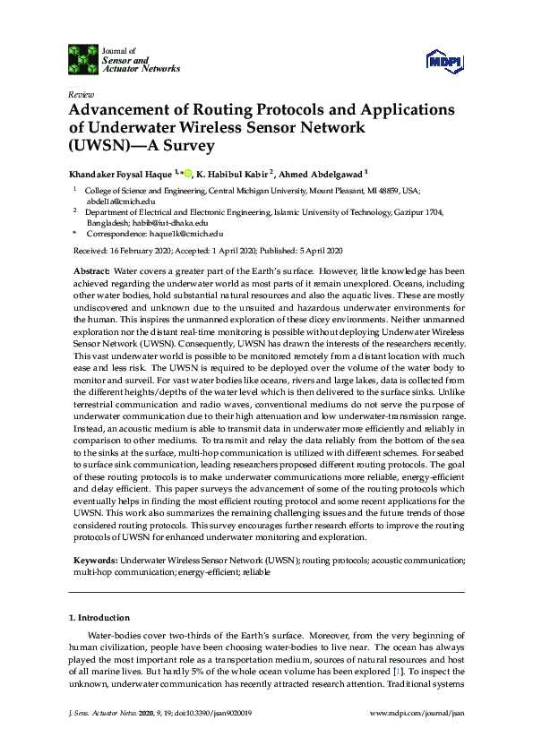 Pdf Advancement Of Routing Protocols And Applications Of Underwater