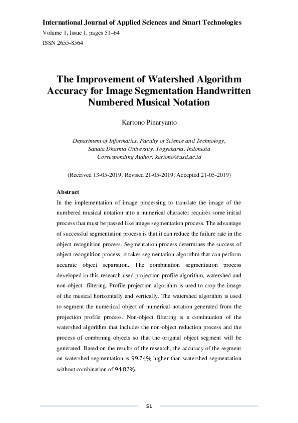 (PDF) The Improvement of Watershed Algorithm Accuracy for Image Segmentation Handwritten ...