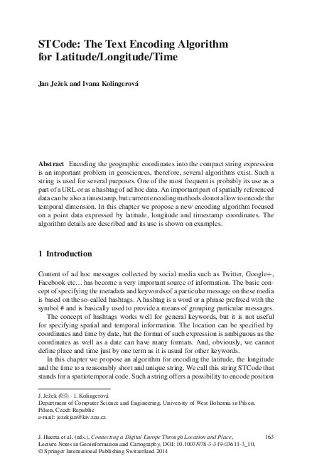 (PDF) STCode: The Text Encoding Algorithm for Latitude/Longitude/Time