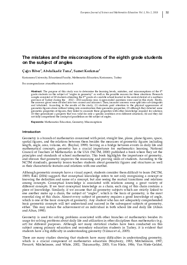 (PDF) The mistakes and the misconceptions of the eight grade students ...