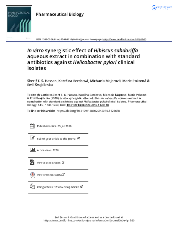(PDF) In vitro synergistic effect of Hibiscus sabdariffa aqueous ...